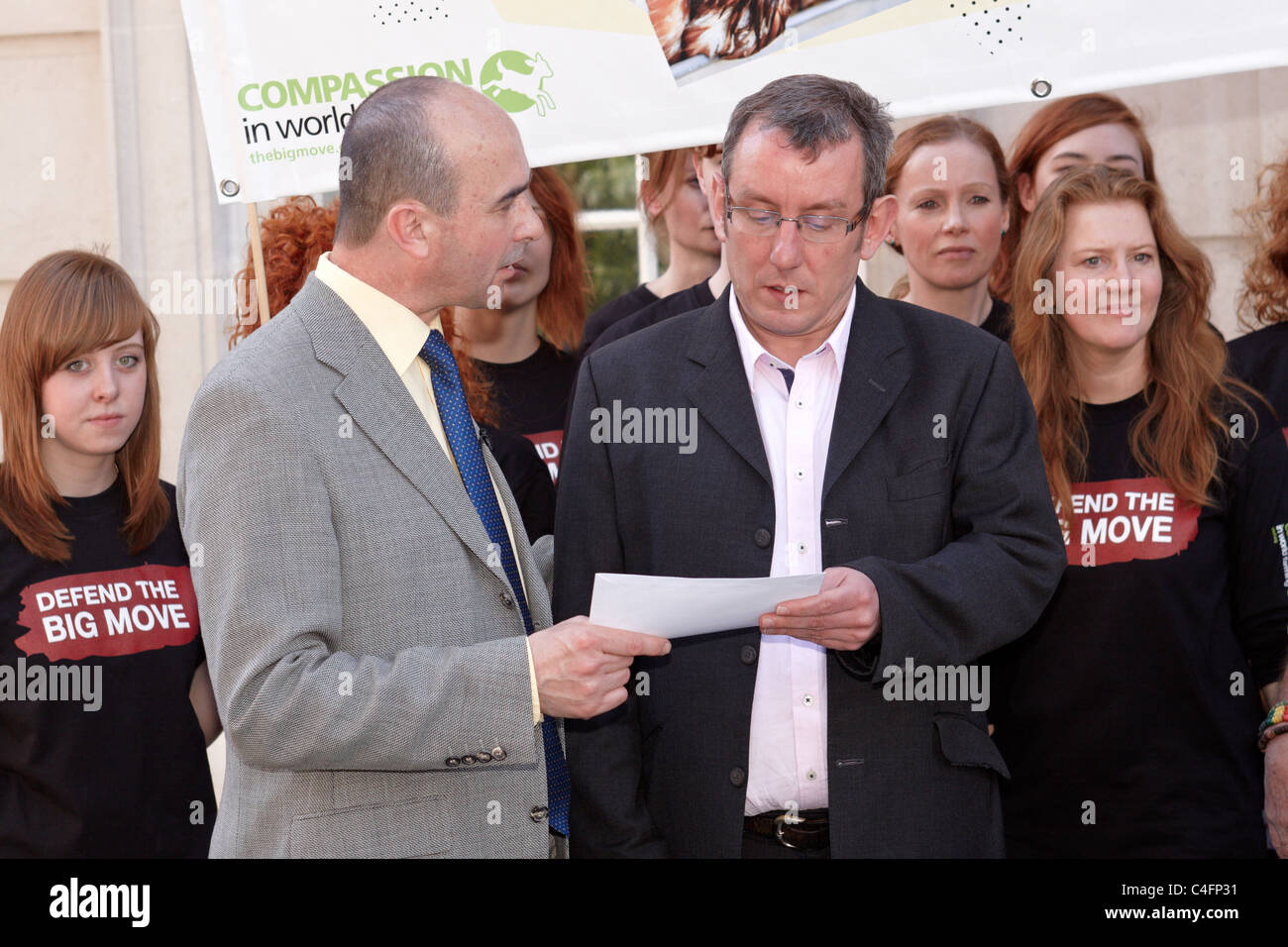 Activists from Compassion in World Farming stage a protest about ...