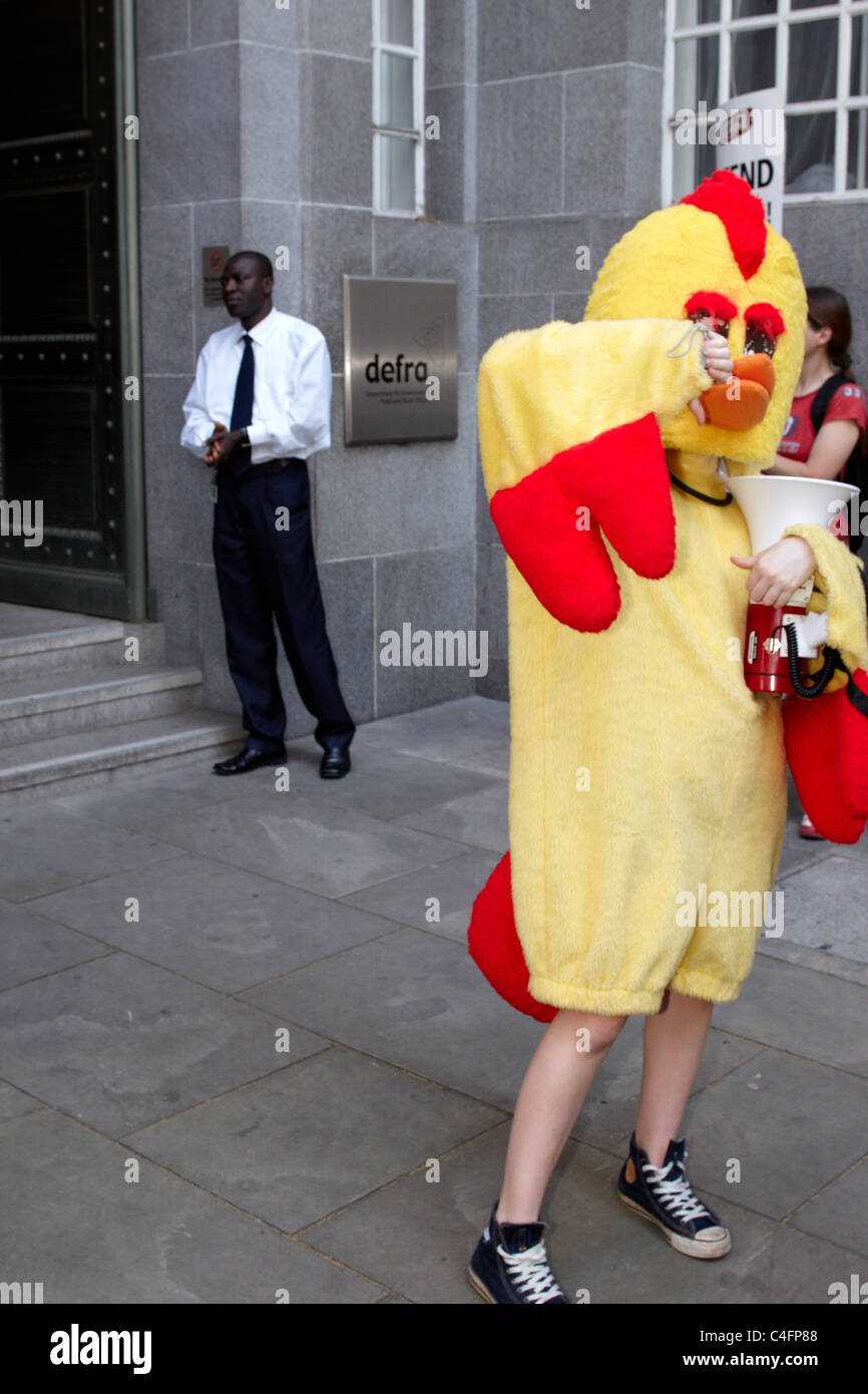 Activists from Compassion in World Farming stage a protest about ...