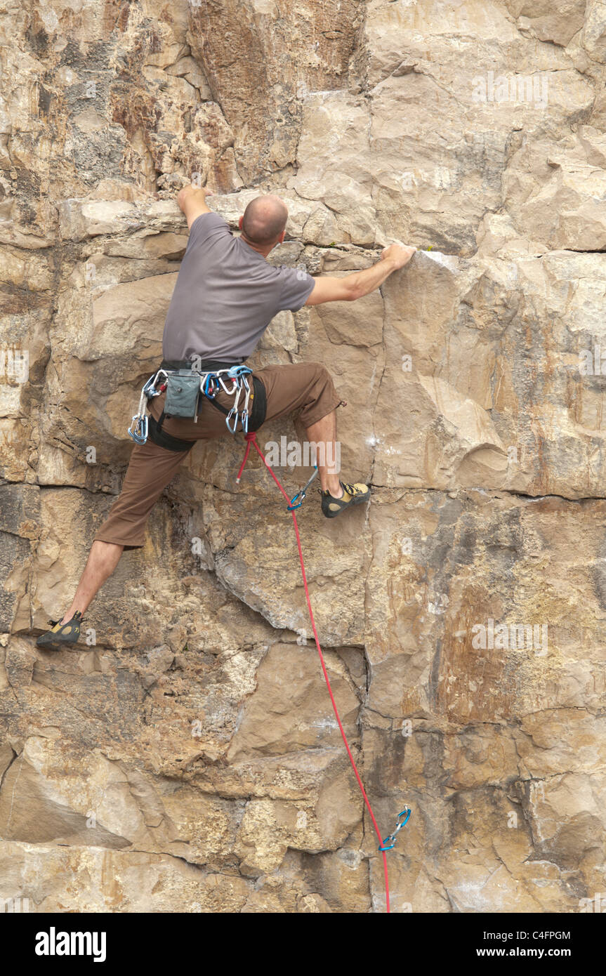 Dancing Ledge, Swanage, Dorset, UK. July. Rock climbing Stock Photo - Alamy