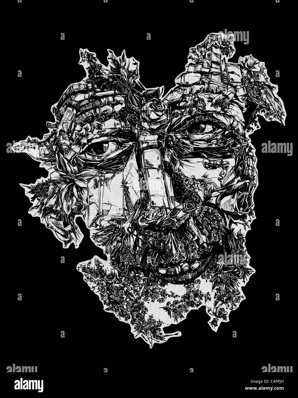 Face print Black and White Stock Photos & Images - Alamy