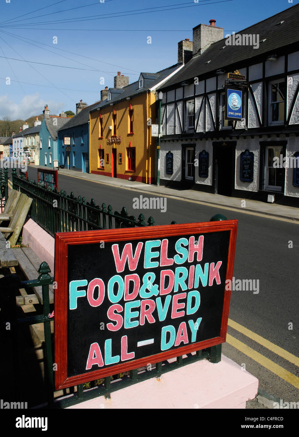 The main street of the village of Solva, Pembrokeshire, Wales Stock ...