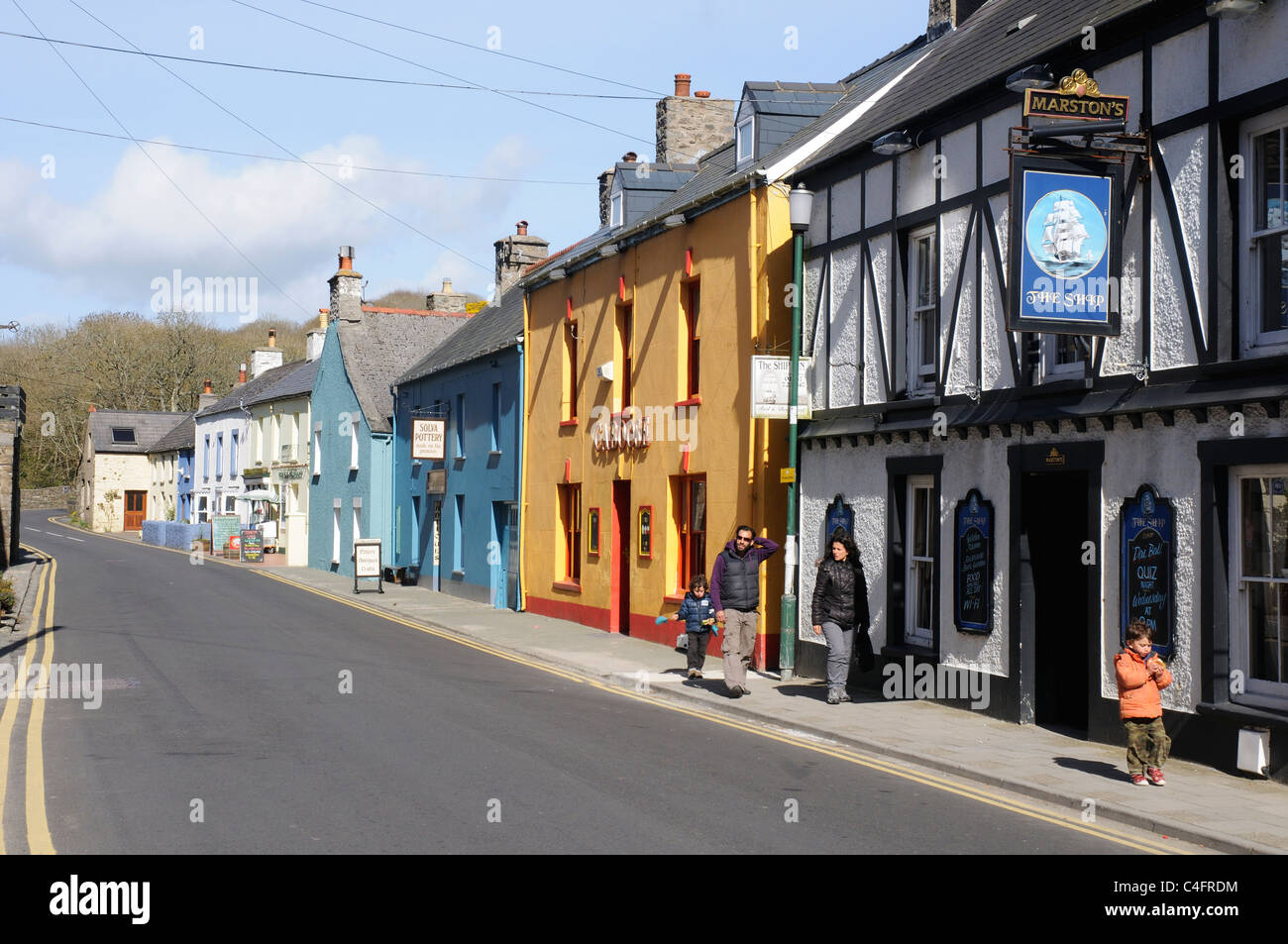 The main street of the village of Solva, Pembrokeshire, Wales Stock ...