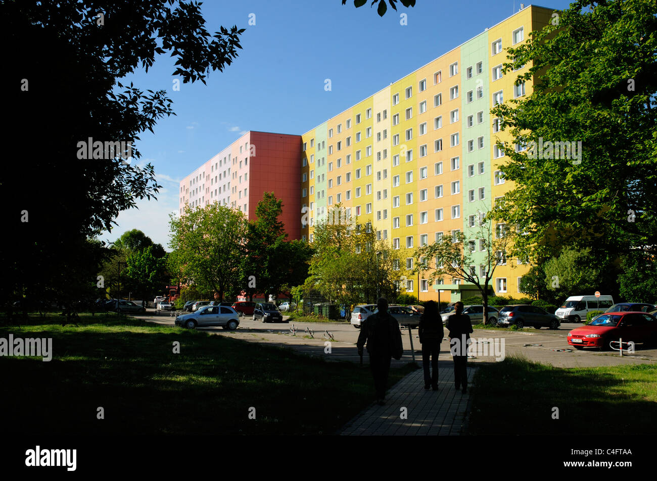 A coloured block of flats in ex East Berlin Stock Photo - Alamy
