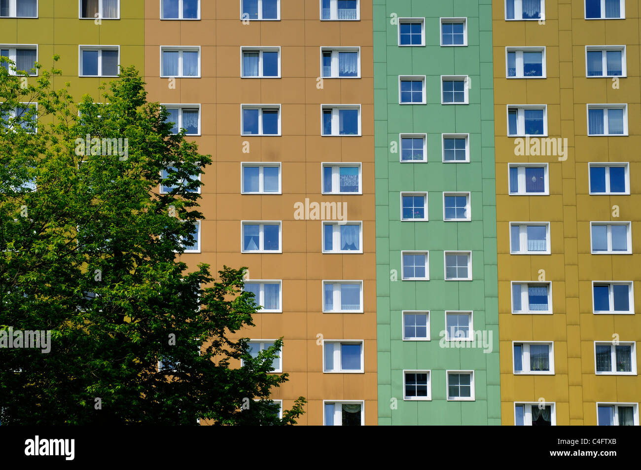 A coloured block of flats in ex East Berlin Stock Photo - Alamy