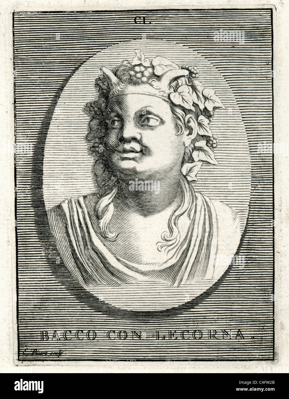 Bacchus or Dionysus the god of the grape harvest, wine making and wine ...