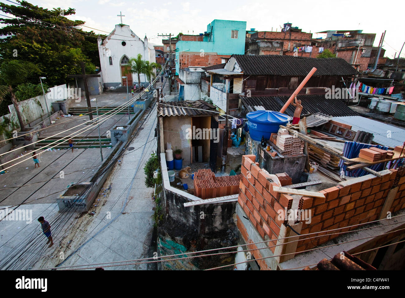 Daily life at Morro da Providencia favela in Rio de Janeiro downtown ...