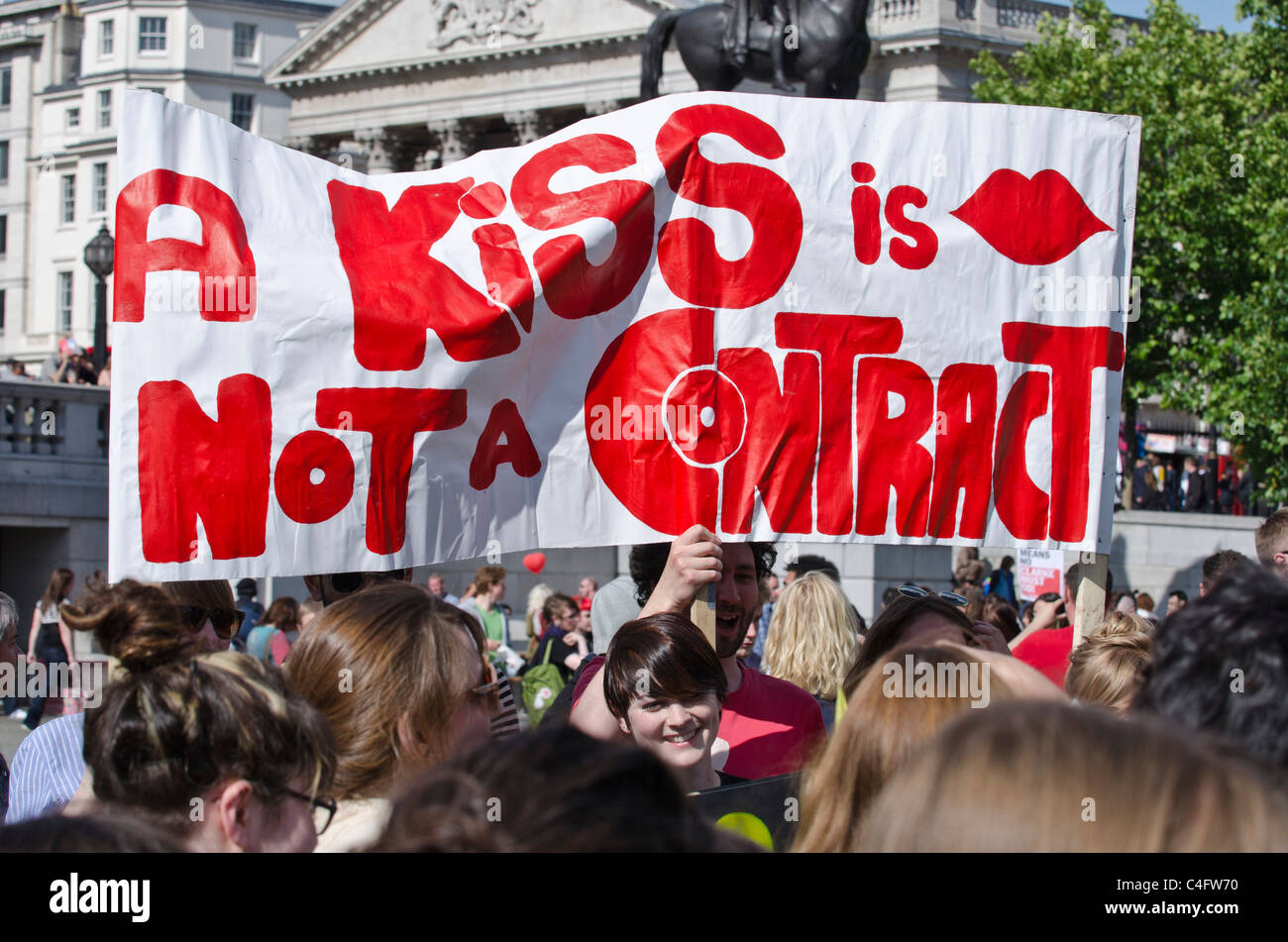 "A kiss is not a contract" banner "Slutwalk" protest against Rape 2011 ...