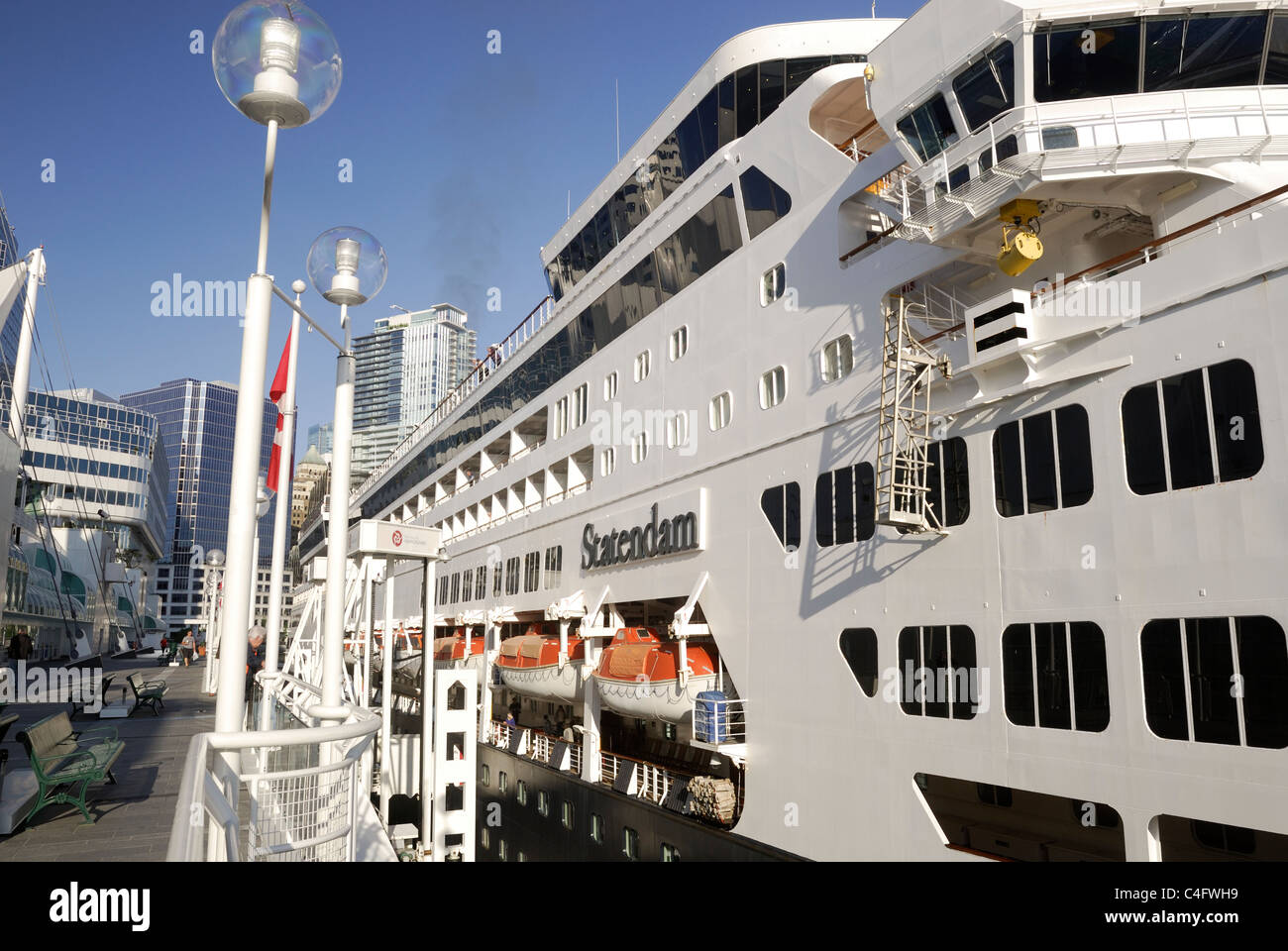 Side view of the cruise ship Statendam docked at Canada Place in ...
