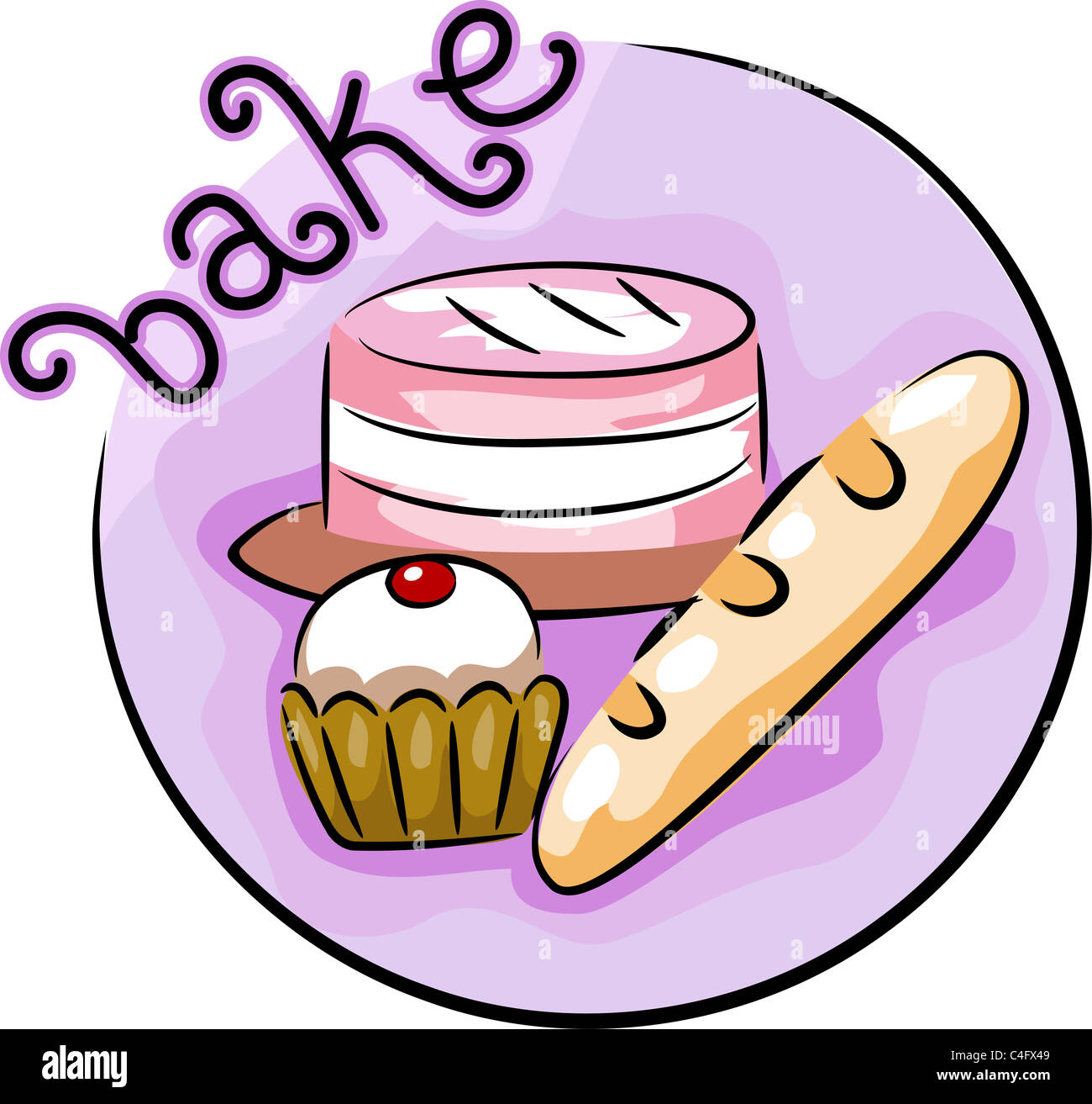 Illustration of a Baking Icon Featuring a Cake, a Cupcake, and a Piece ...
