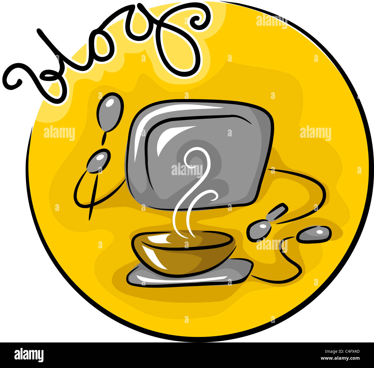 Illustration of a Computer Monitor Eating Stock Photo - Alamy