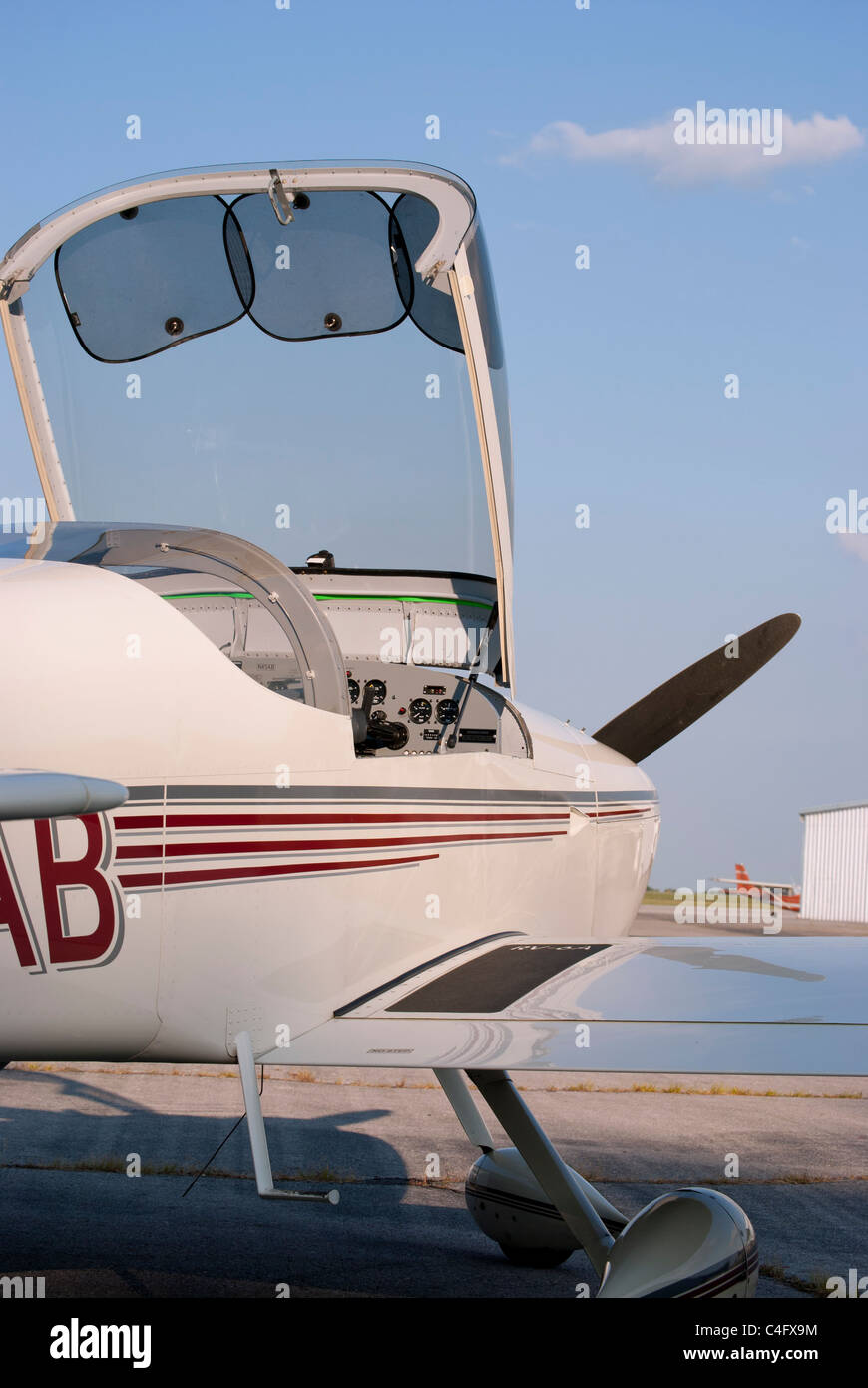 Open cockpit of an airplane Stock Photo - Alamy