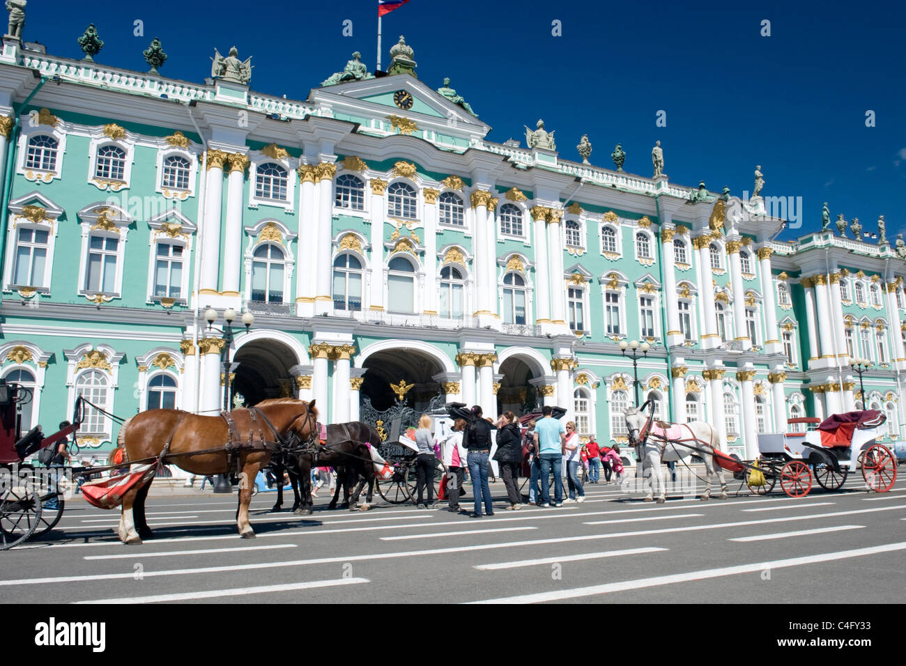 Russia , St Petersburg , Palace Square , Russian Baroque Winter Palace ...