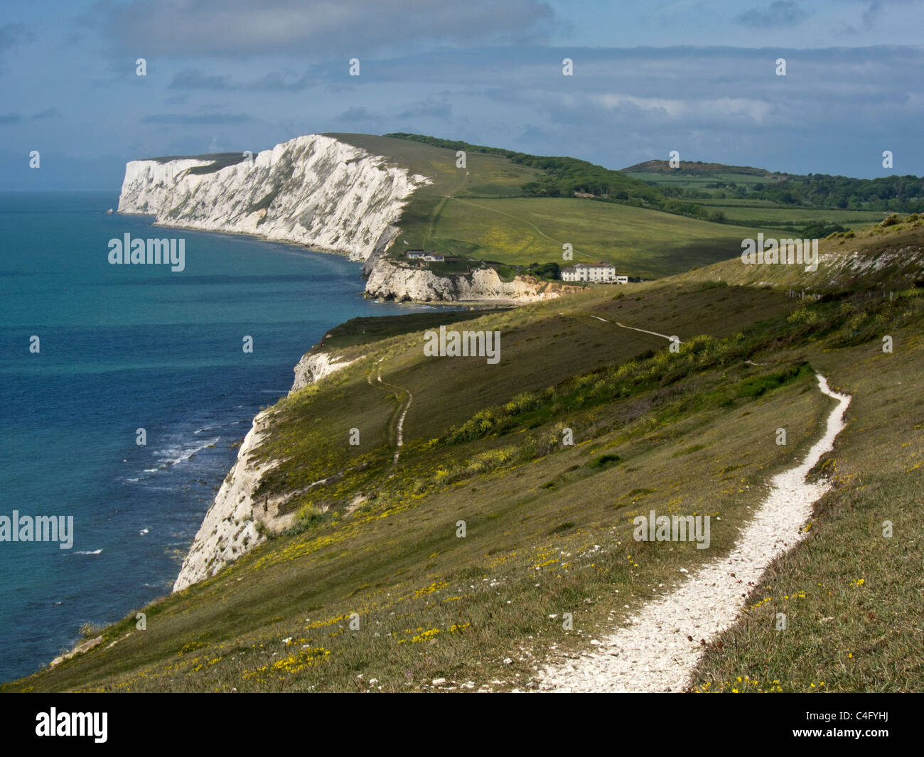 Isle of Wight, Freshwater Bay and Tennyson Down from Compton Down, IoW ...