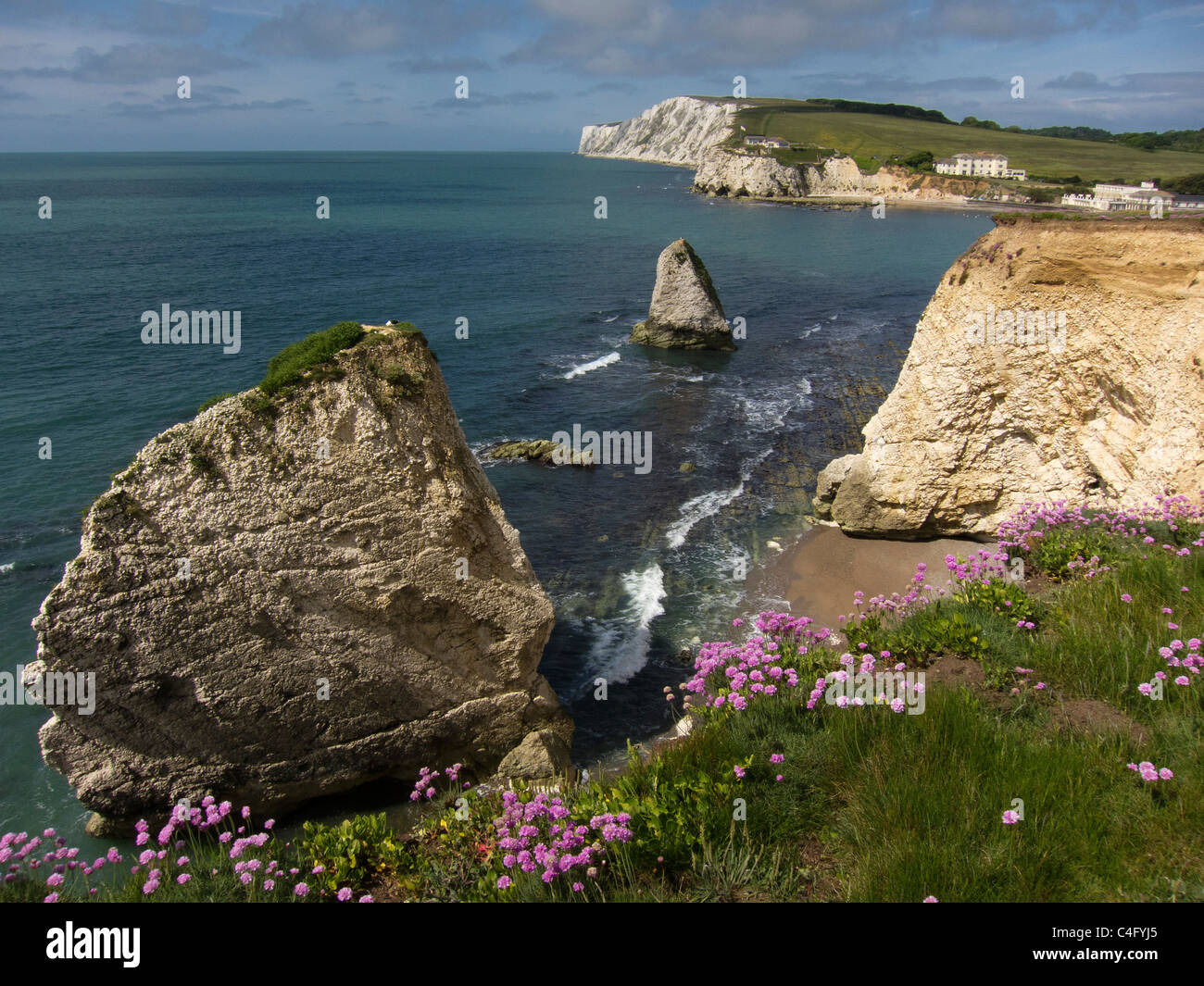 Isle of Wight, Freshwater Bay and Tennyson Down from Compton Down, IoW ...