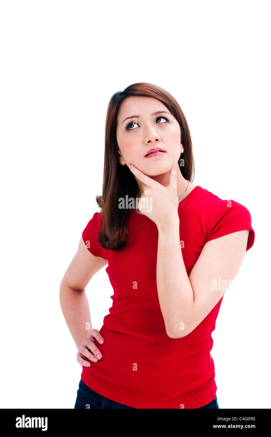 Beautiful young woman thinking Stock Photo - Alamy Beautiful young woman thinking Stock Photo - Alamy