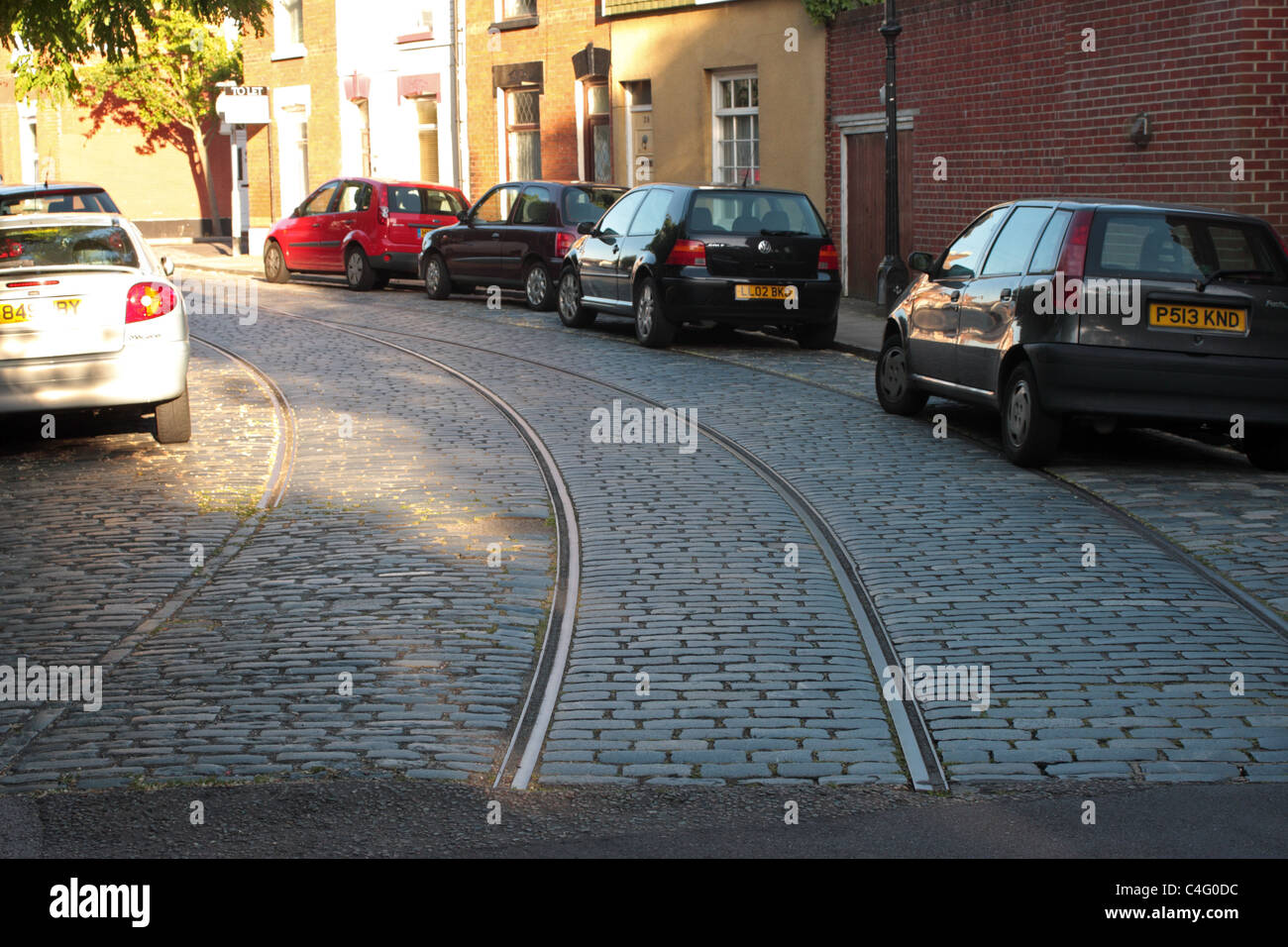 Cobbled street tram rails hi-res stock photography and images - Alamy