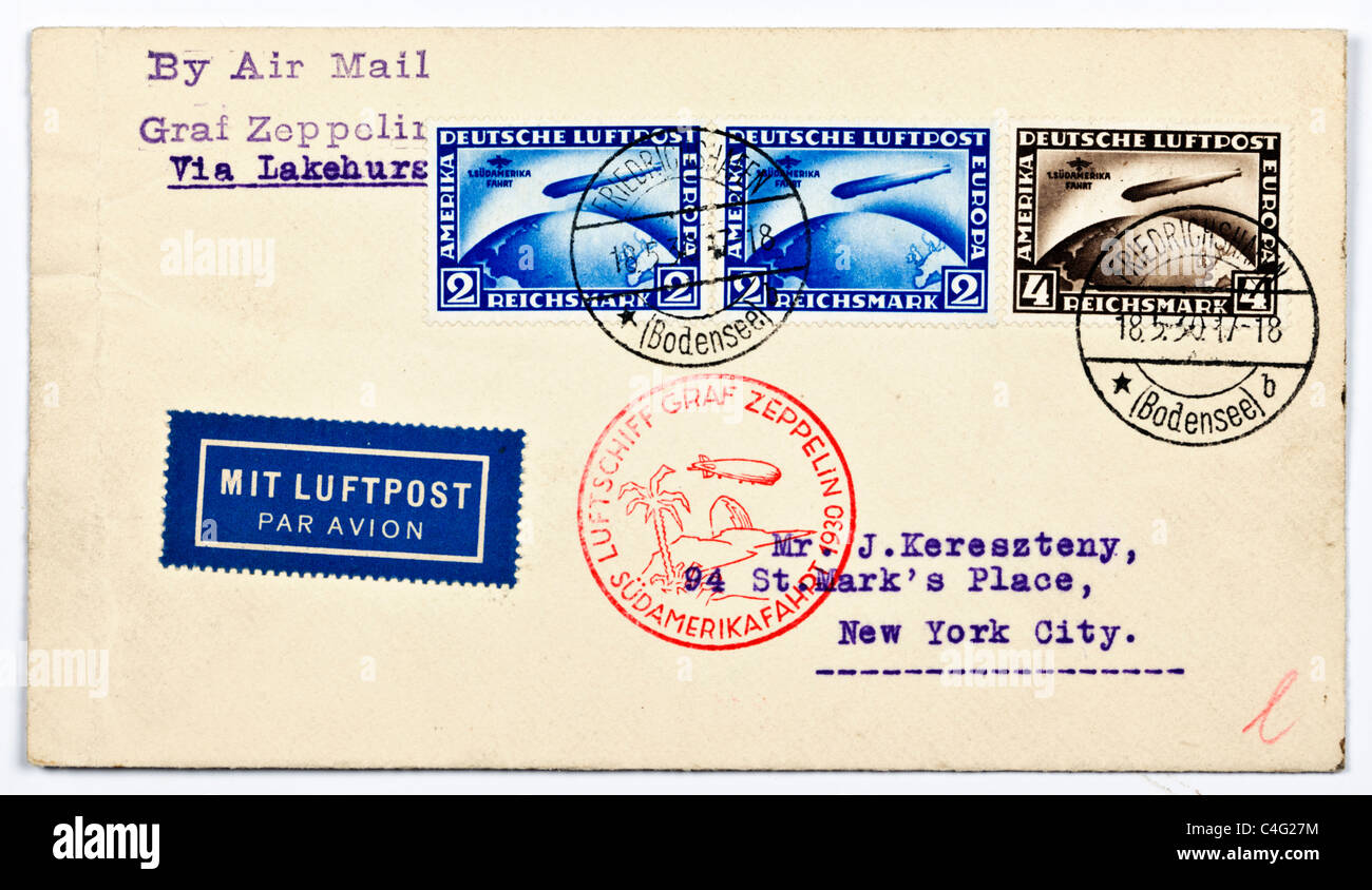 Envelope sent german airship graf hi-res stock photography and images ...