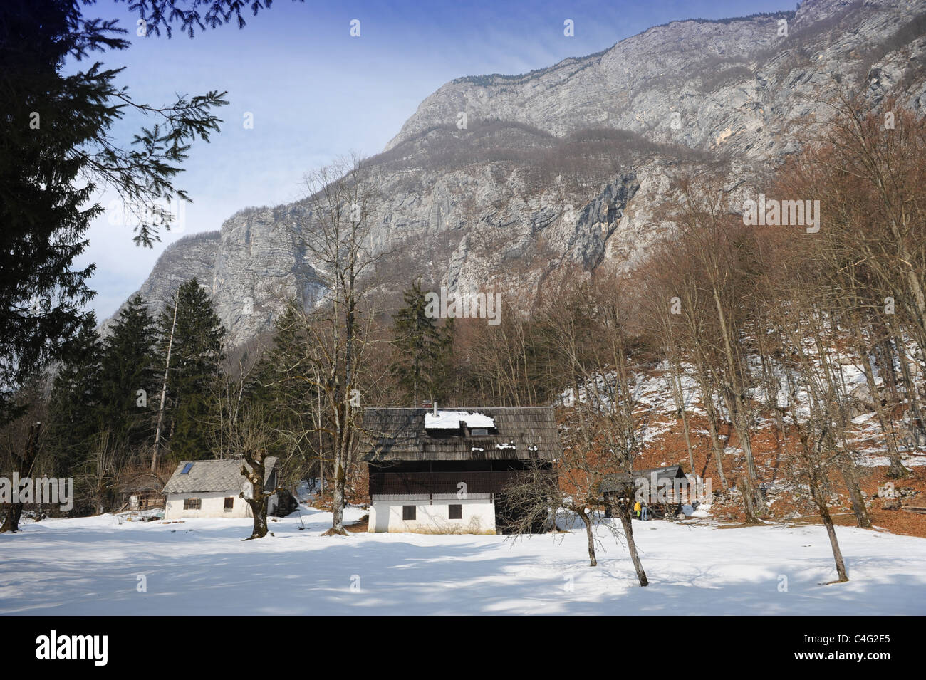 Huts near Lake Bohinj in the Triglav National Park of Slovenia Stock ...