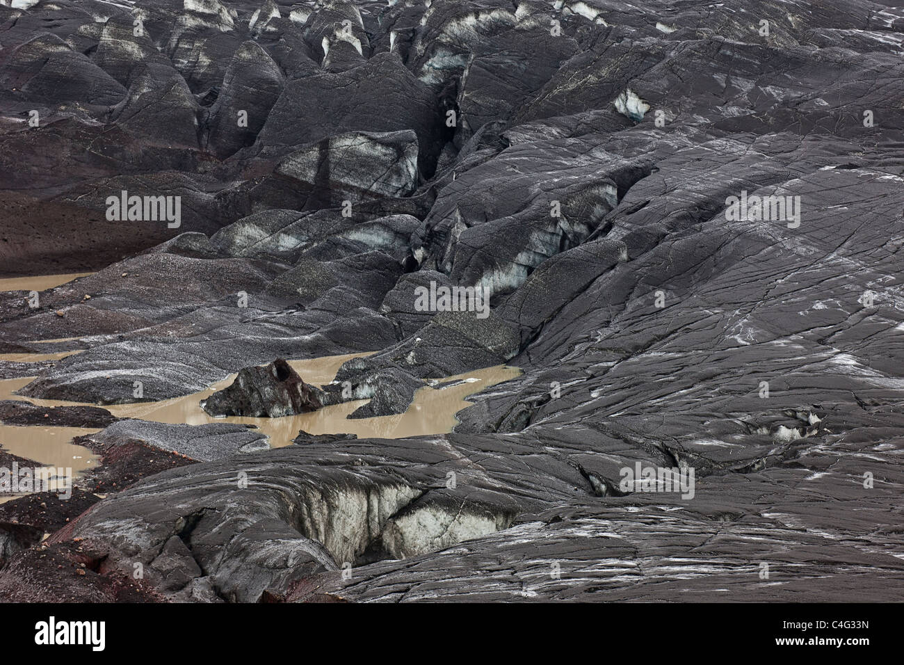 Ash fall on Svinafellsjokull from Grimsvotn volcanic eruption, Iceland ...