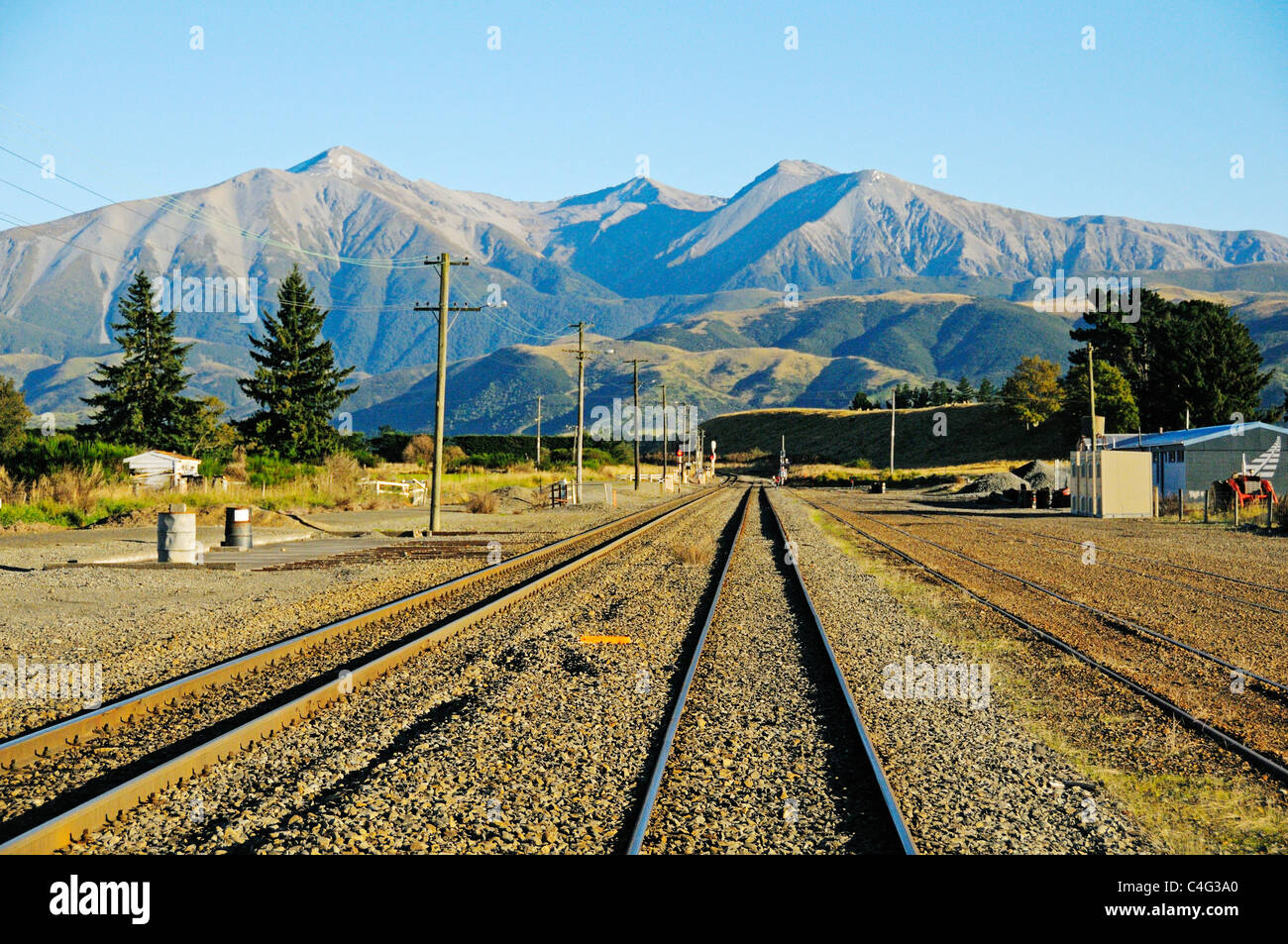 Tracks of the railway TranzAlpine (Trans Alpine) of Kiwi Rail, New ...