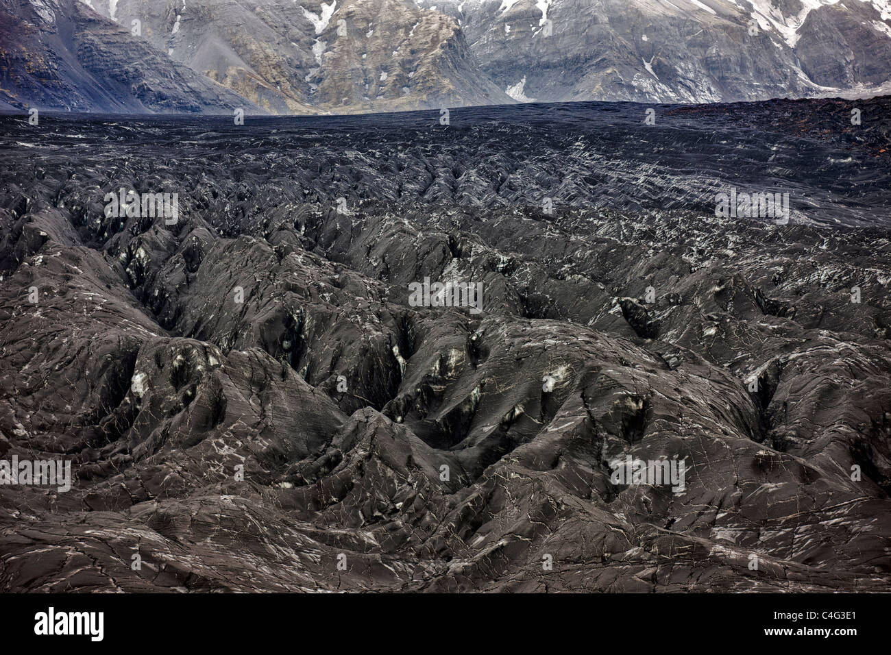 Ash fall on Svinafellsjokull from Grimsvotn volcanic eruption, Iceland ...