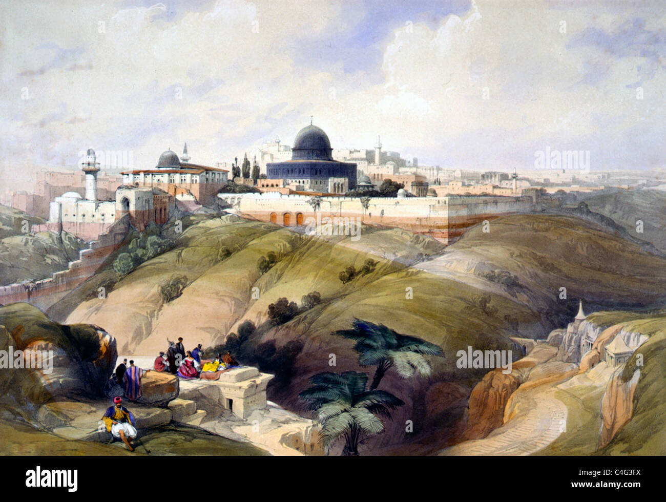 The Dome of the Rock from the road leading to Bethany, Jerusalem, Holy ...