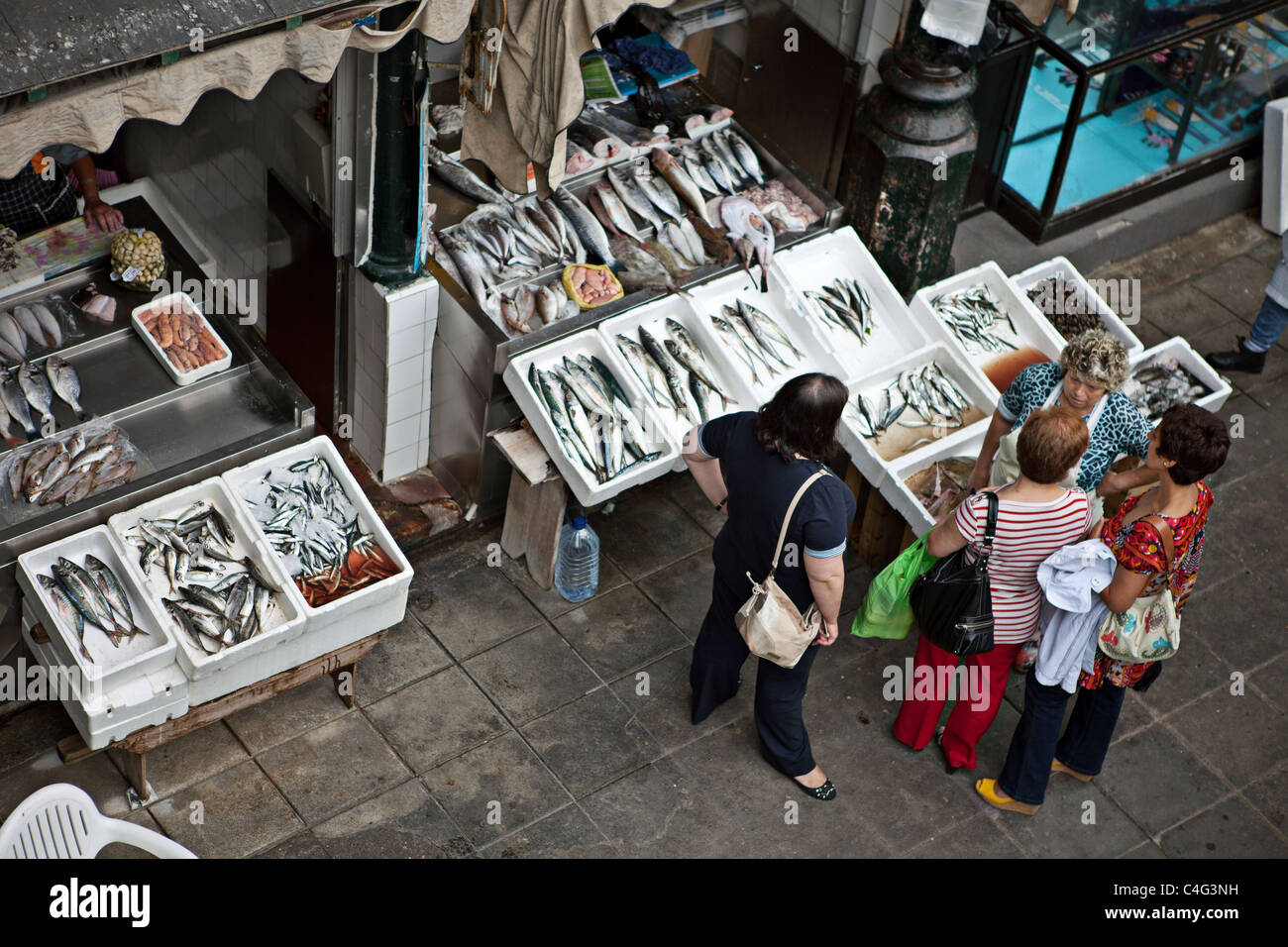Fish vendor at MERCADO DO BOLHÃO , bolhao market, Oporto, Portugal ...