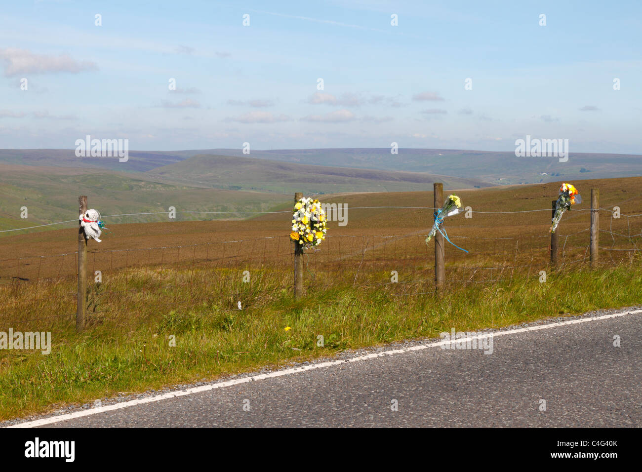 Floral memorials to Keith Bennett, a Moors murder victim on Wessenden ...