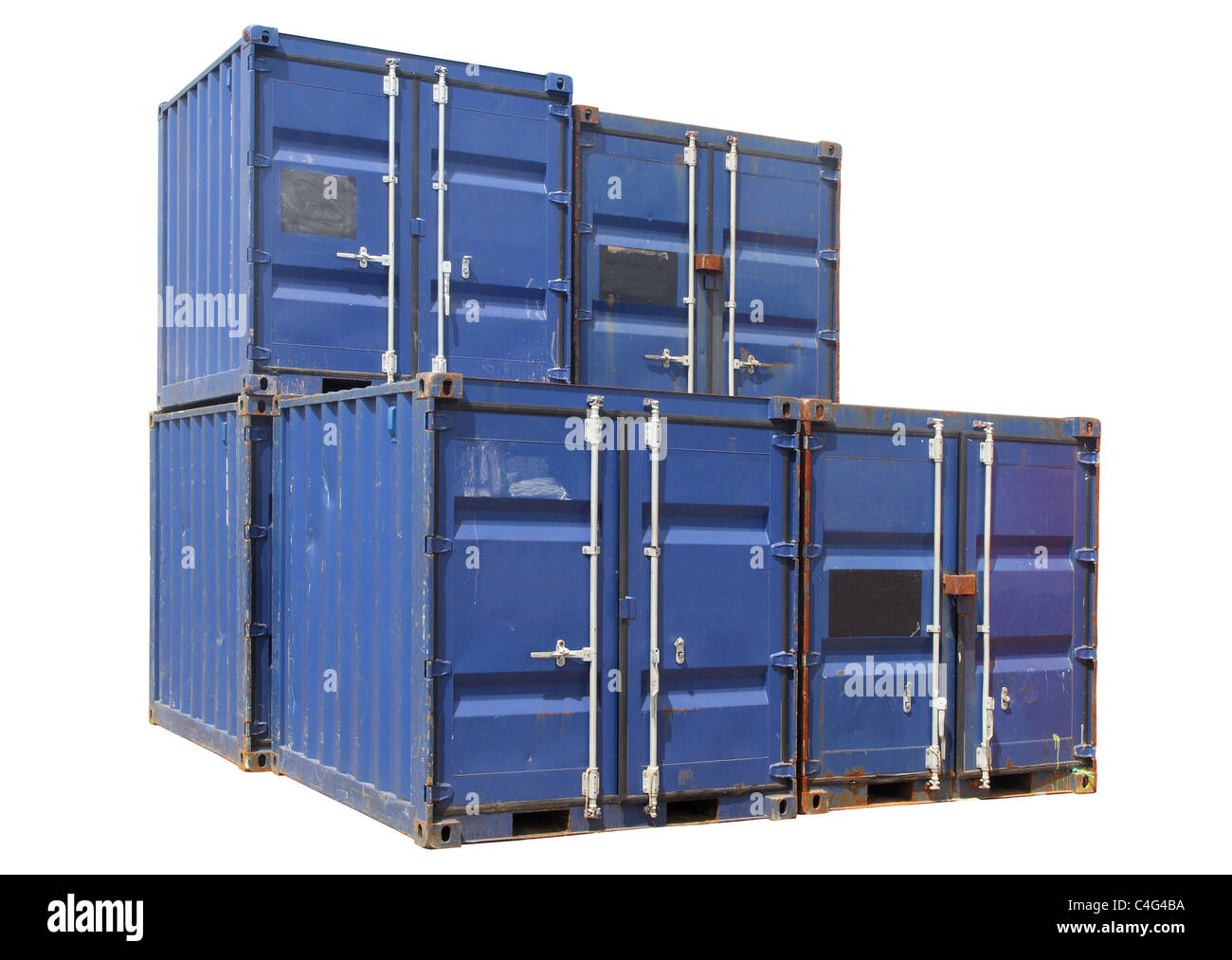 Blue ship cargo containers, isolated on a white background Stock Photo ...