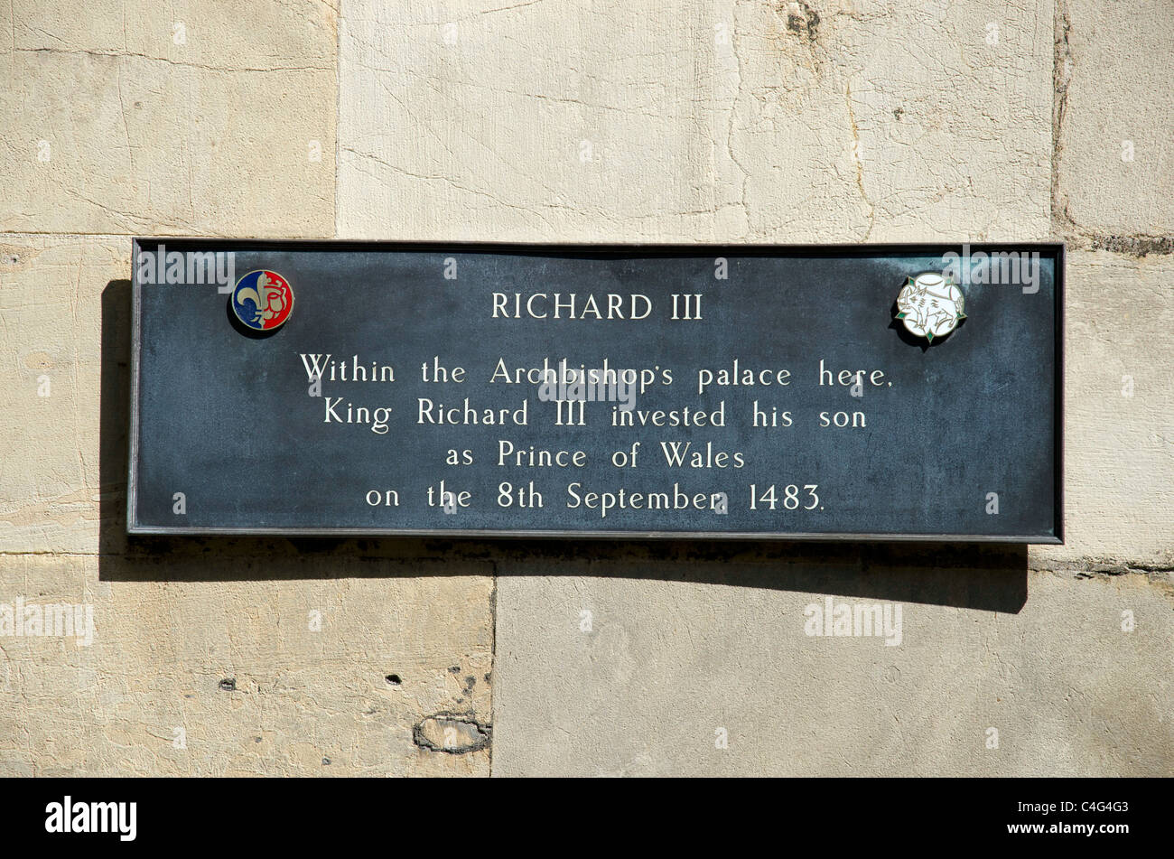Historical plaque in York City Centre, England Stock Photo - Alamy