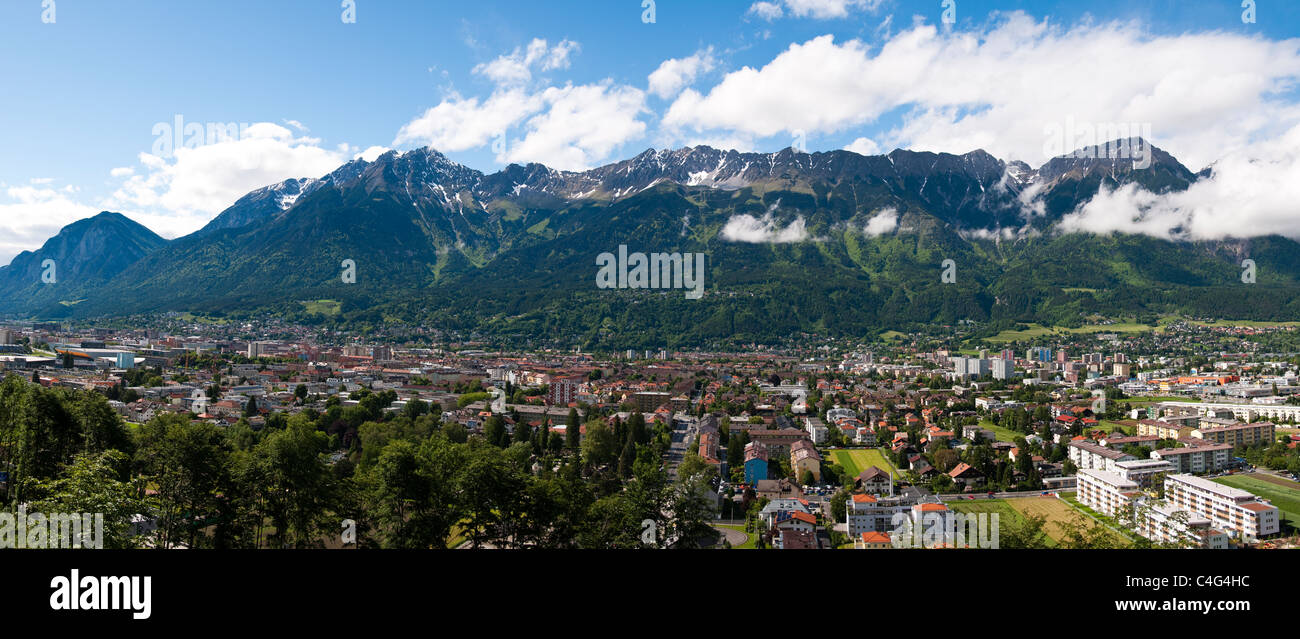 Panoramic view of the city of Innsbruck and the Alps Stock Photo - Alamy