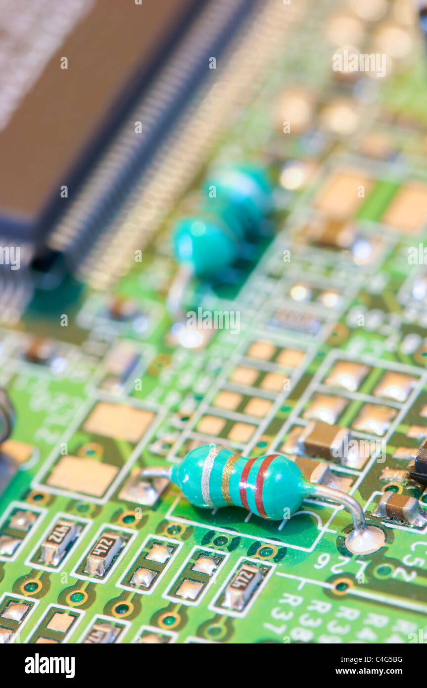 resistor in a electronic circuit board Stock Photo - Alamy