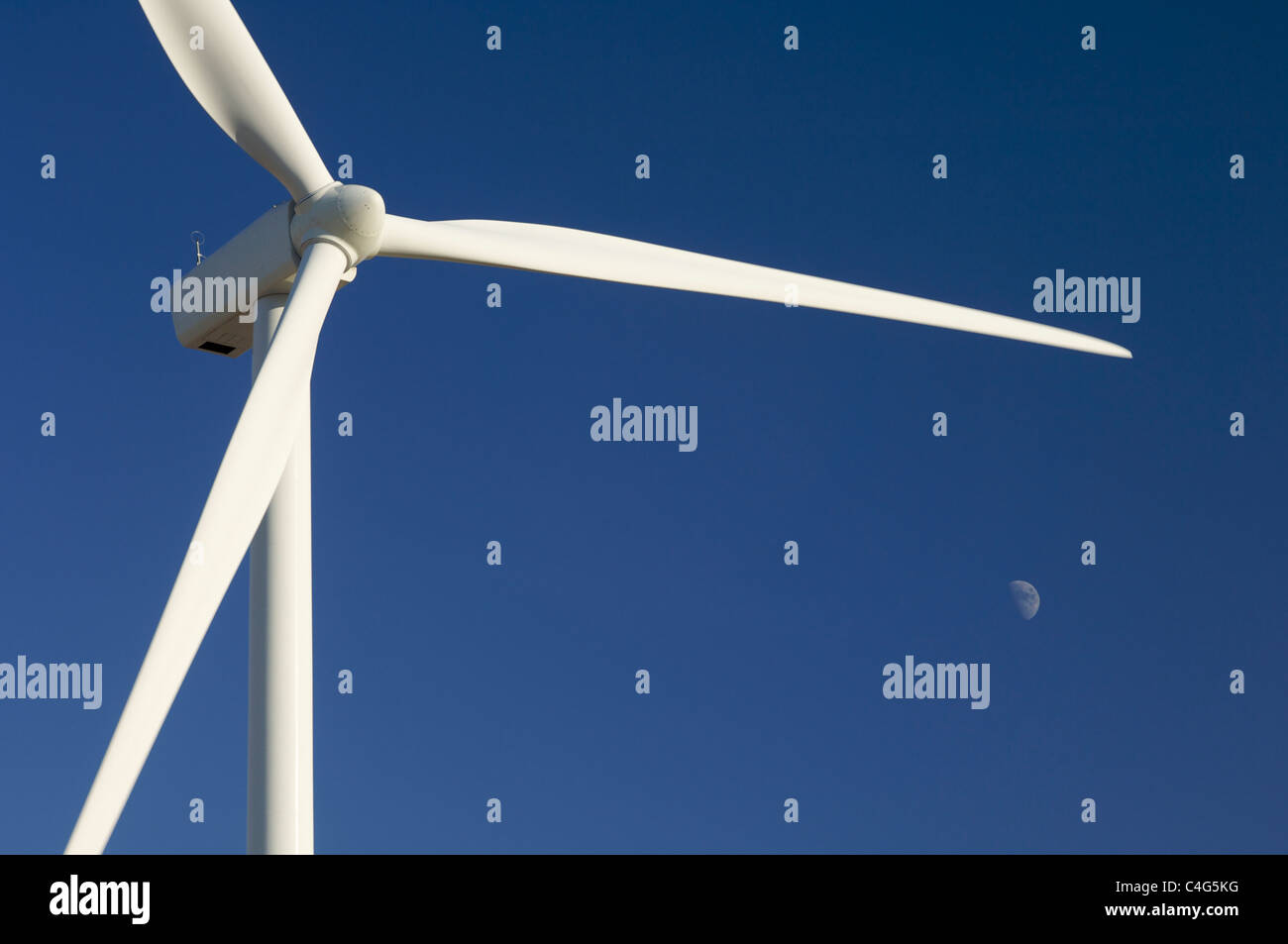 windmill and moon with blue sky Stock Photo - Alamy