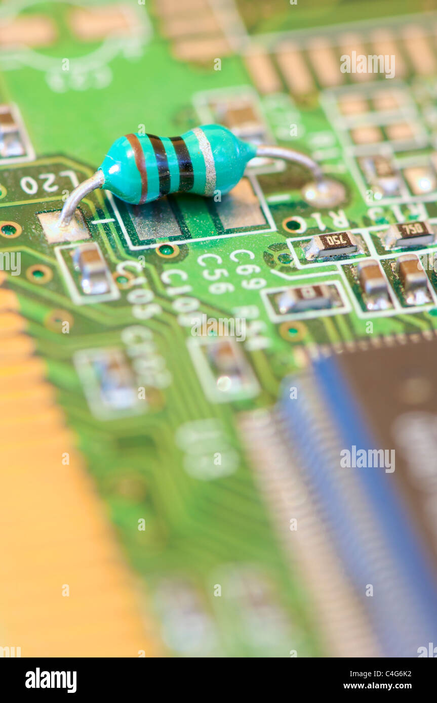 resistor in a electronic circuit board Stock Photo - Alamy