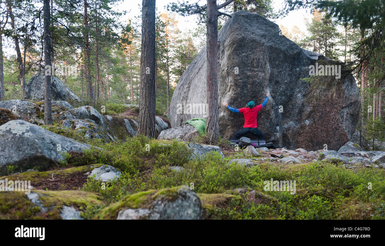 A male rock climber bouldering near Luleå, Sweden Stock Photo - Alamy