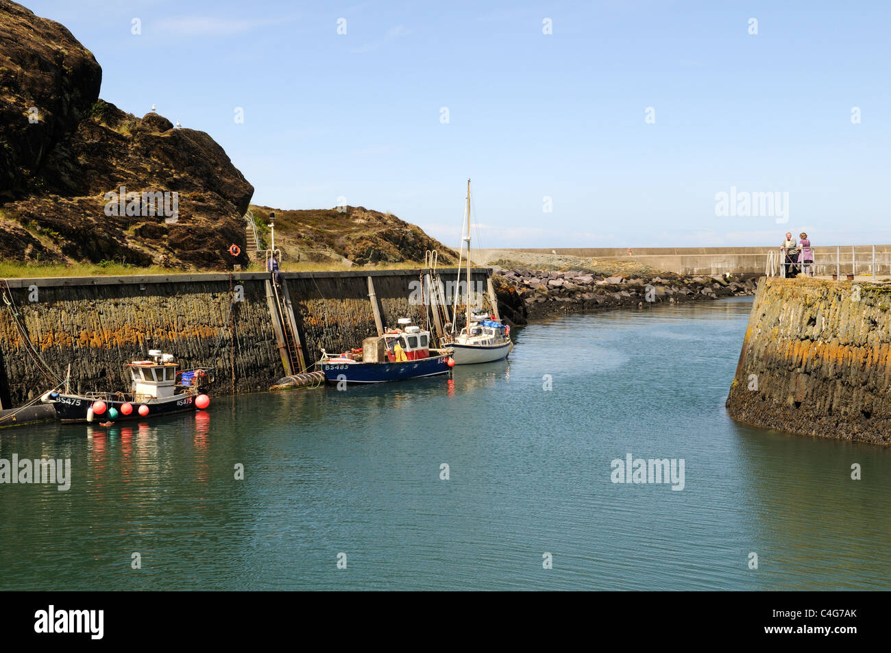 Fishing boats at Amlwch Harbour Anglesey Gwynedd Wales Cymru UK GB ...