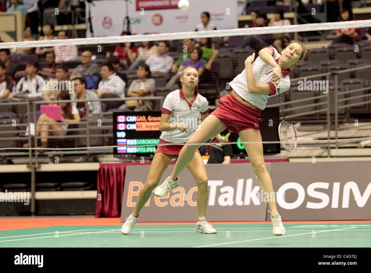 Valeri Sorokina(right) and Nina Vislova of Russia during the Women's ...