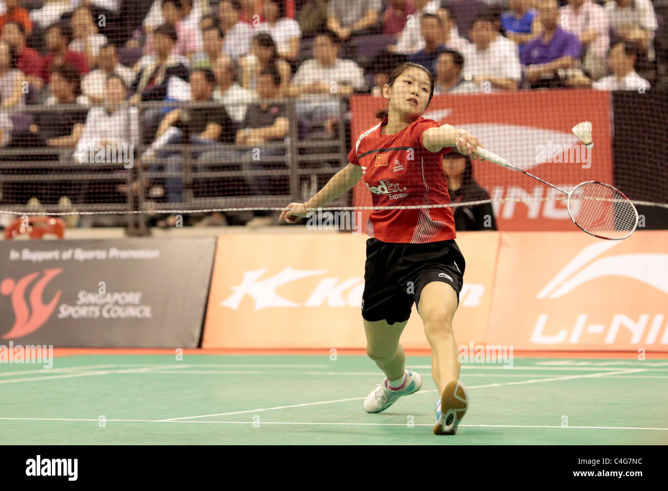Wang Xin of China during the Women's Singles Round 1 of the Li-Ning ...