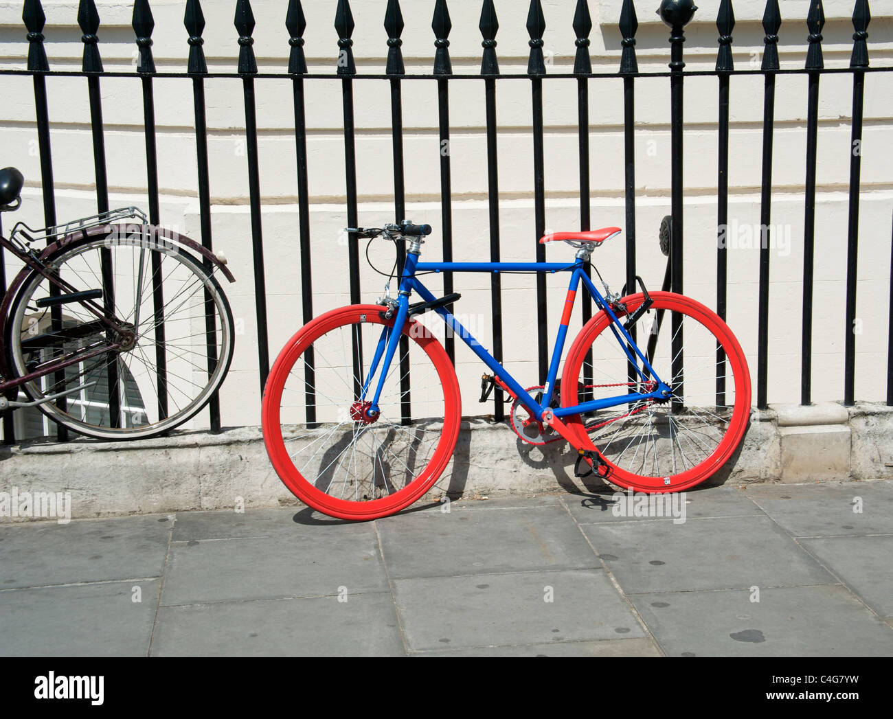 Bicycle with red wheels Stock Photo - Alamy