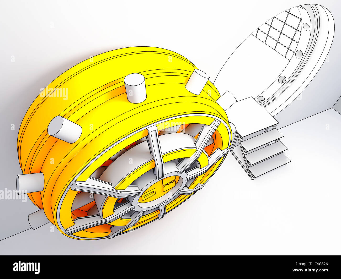 3d illustration cartoon style of classic bank door vault Stock Photo ...
