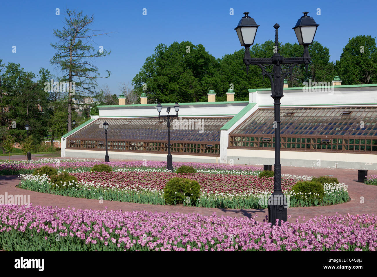 Greenhouses at the 18th century Neo-Gothic (Gothic Revival) Tsartisyno ...