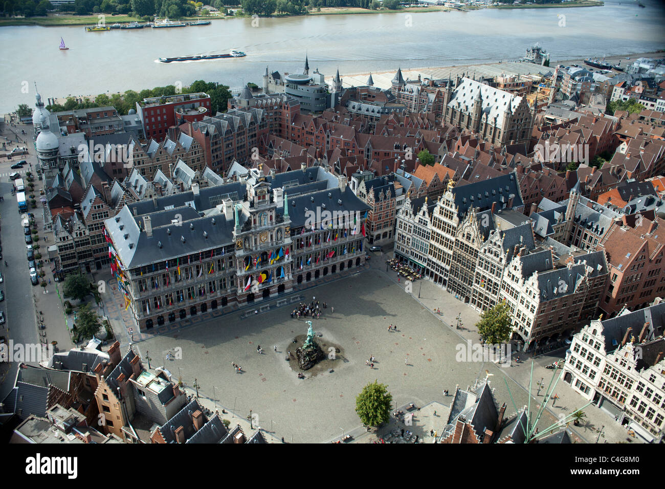 view Antwerp from sky - Antwerpen City view Stock Photo - Alamy