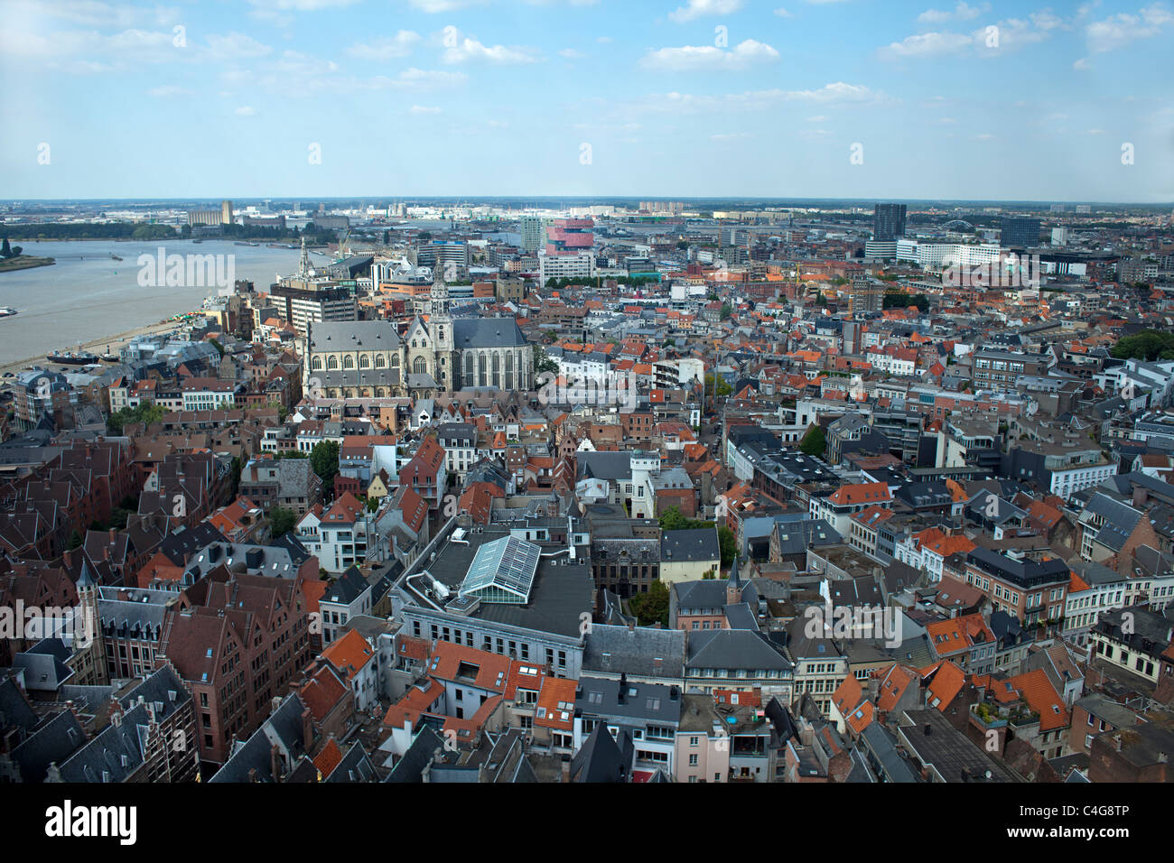 view Antwerp from sky - Antwerpen City view Stock Photo - Alamy