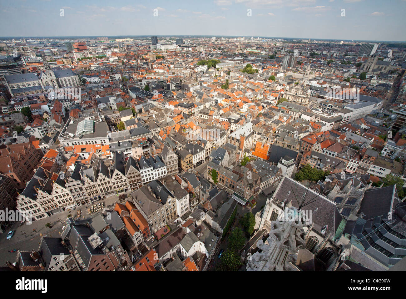 view Antwerp from sky - Antwerpen City view Stock Photo - Alamy