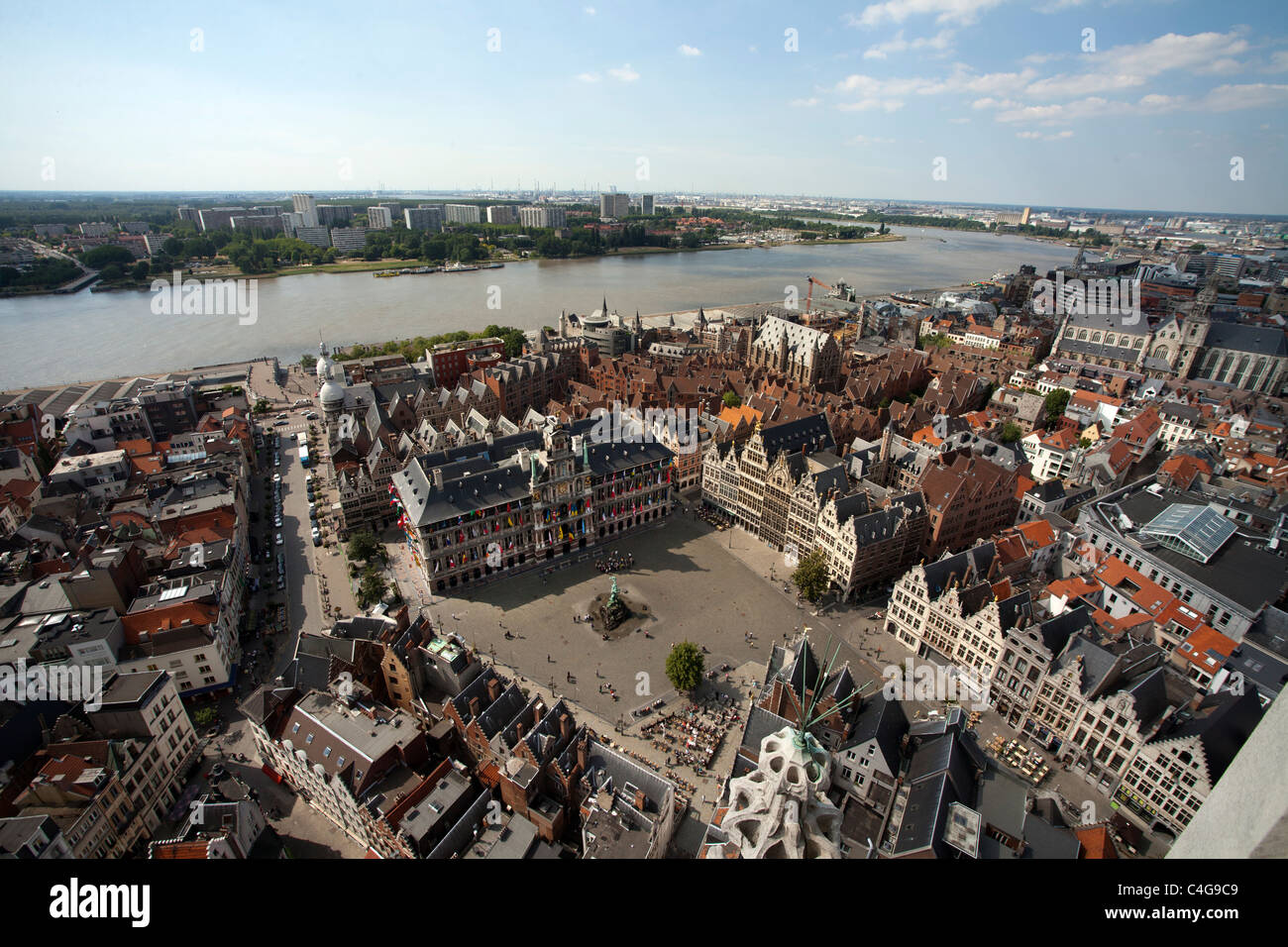 view Antwerp from sky - Antwerpen City view Stock Photo - Alamy