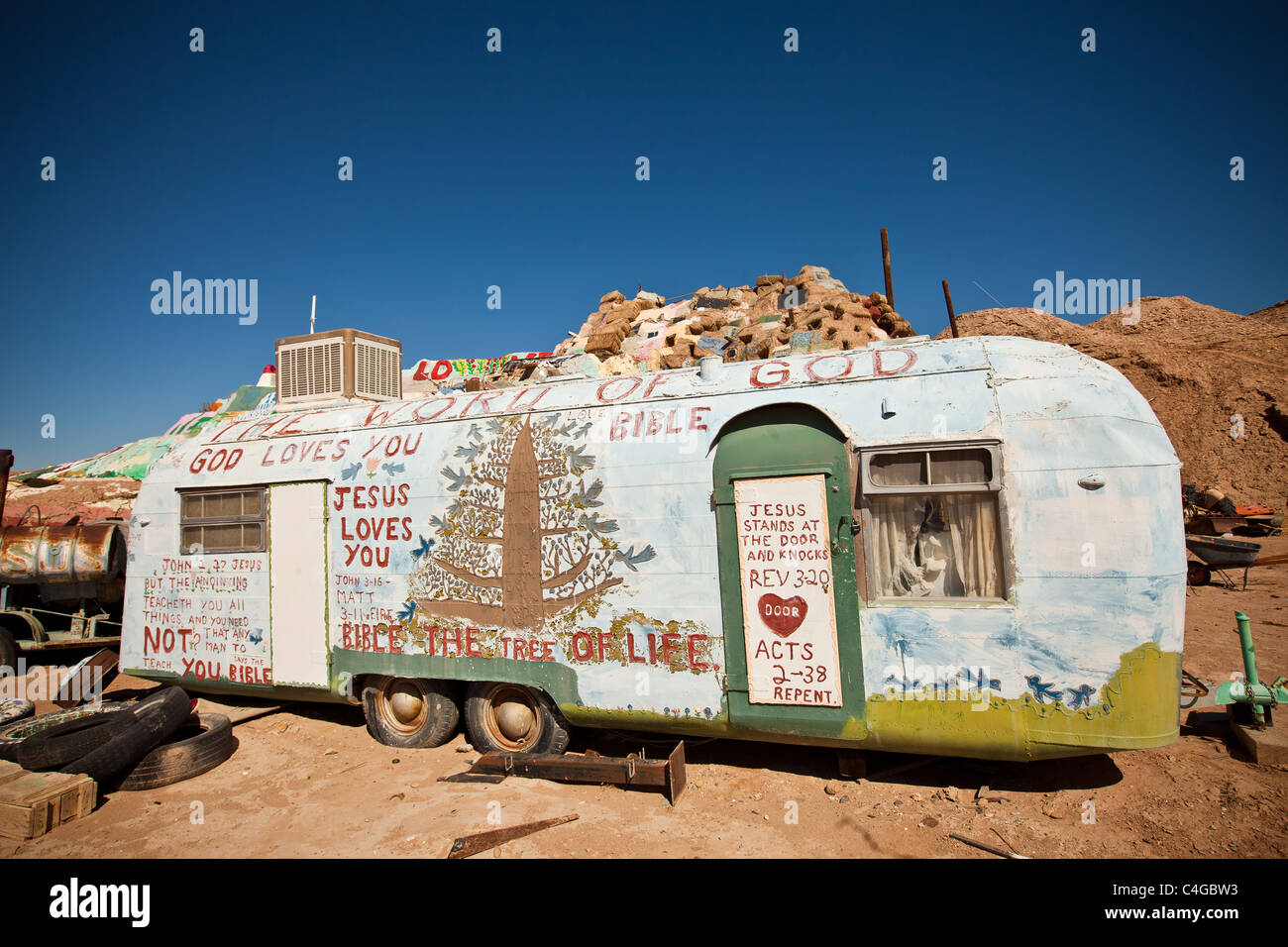 Leonard Knight's Salvation Mountain in Niland, California Stock Photo ...