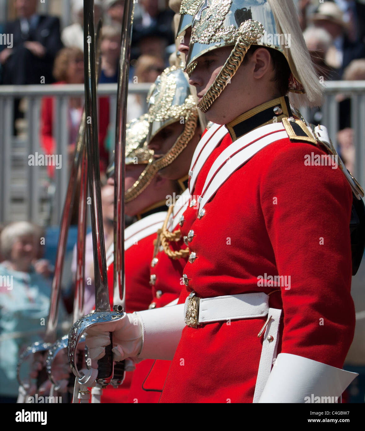Soldiers marching in a procession ahead of The Queen during The Most ...