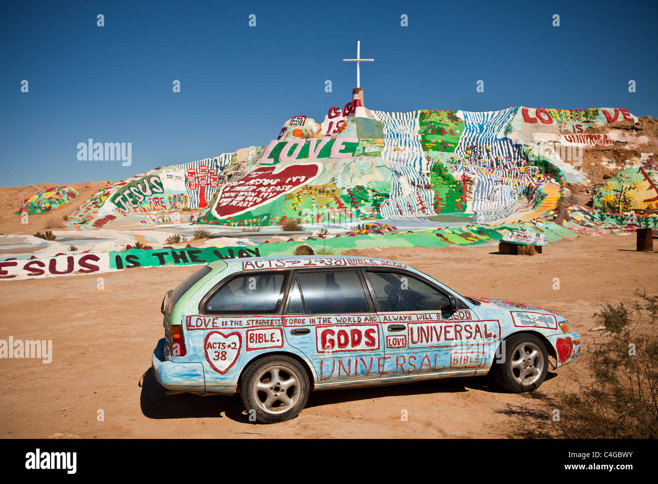 Leonard Knight's Salvation Mountain in Niland, California Stock Photo ...