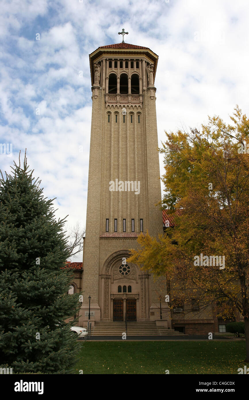 Denver, Colorado - A church tower at the Denver Archdiocese John Paul ...