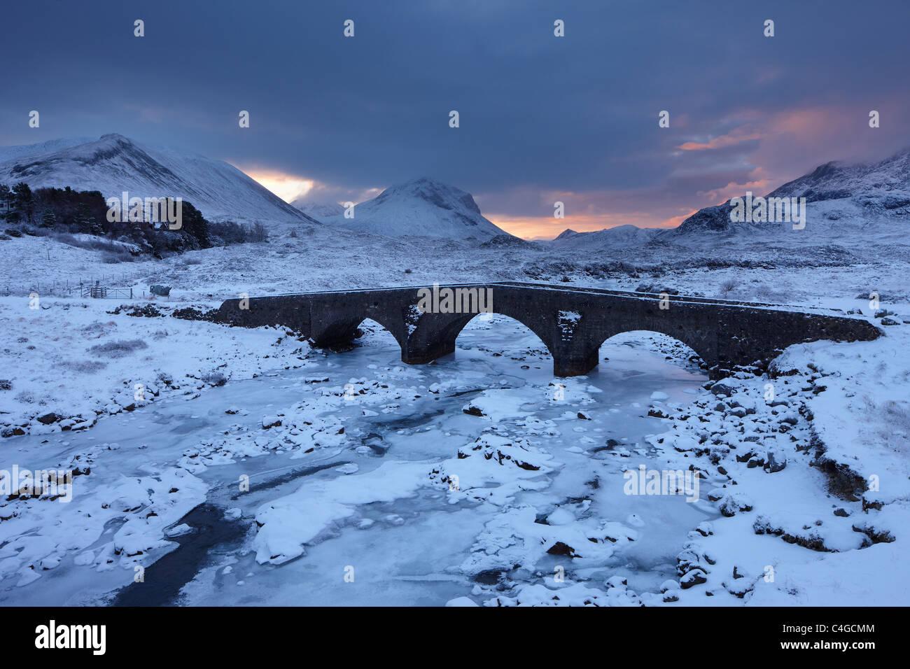 Glen Sligachan & The Cuillin in winter, Isle of Skye, Scotland Stock ...
